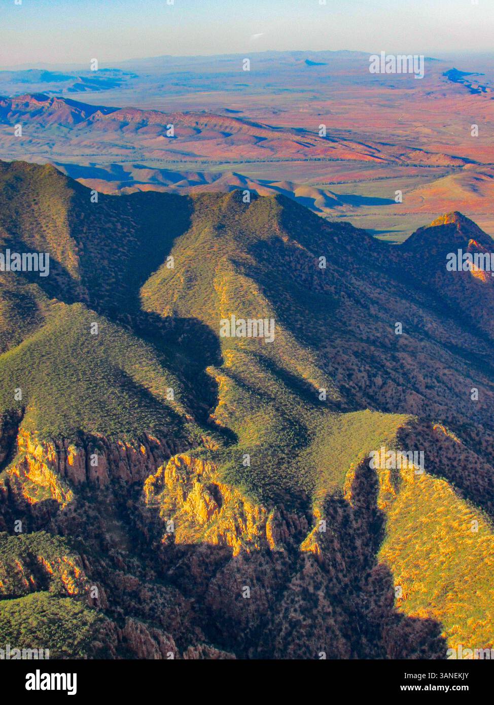 Aerial view of majestic Flinders Range and Ikara Wilpena Pound in ...