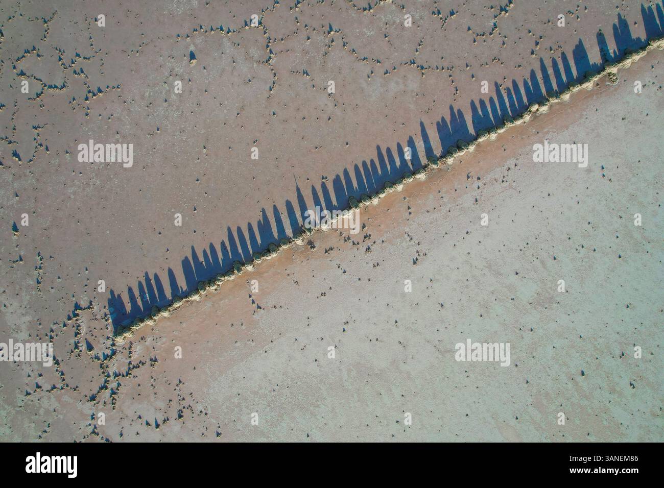 Aerial view of abstract salt mounds creating unique patterns in a ...