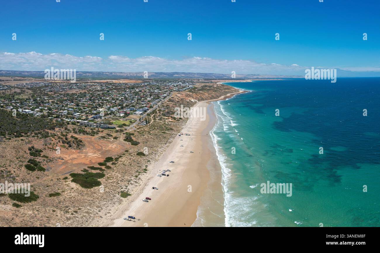 Aerial view of beautiful Moana Beach with sandy shore and waves, Moana ...