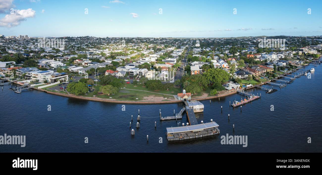 Aerial view of Hardcastle Park and Hawthorne ferry terminal along the ...