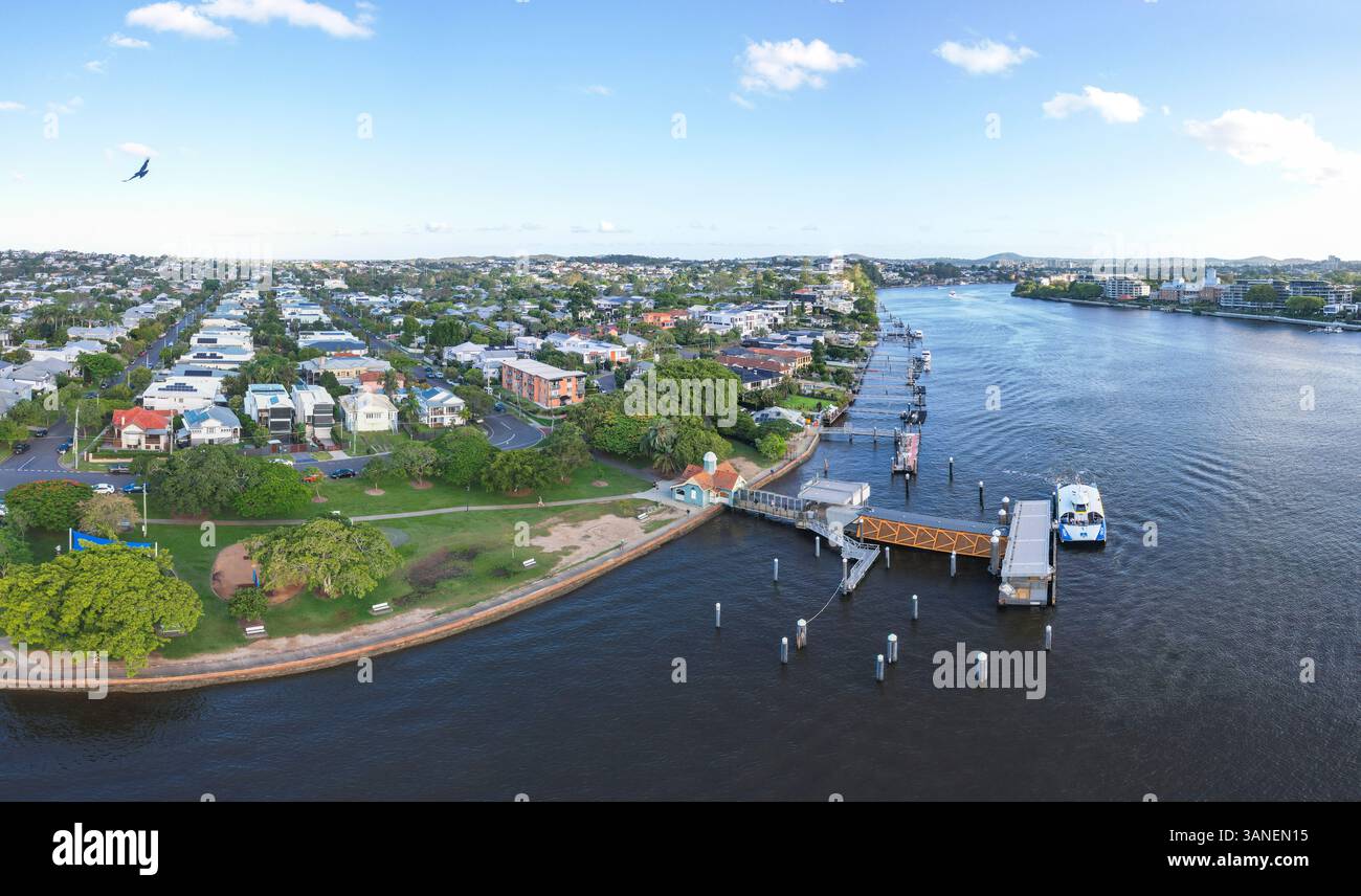 Aerial view of Hardcastle Park and Hawthorne ferry terminal along ...