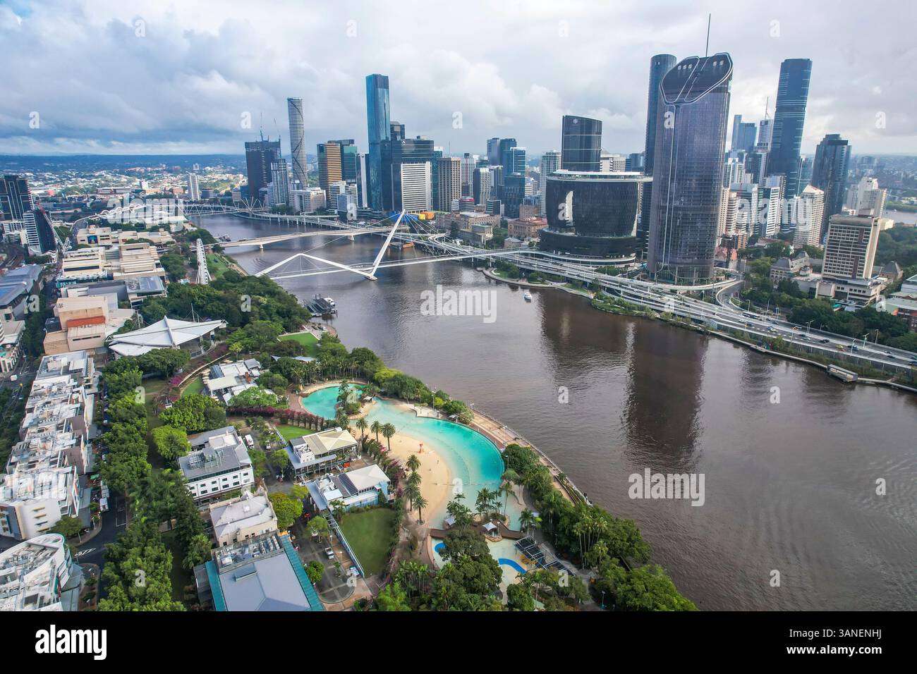 Aerial view of vibrant cityscape with modern architecture, bridges, and ...