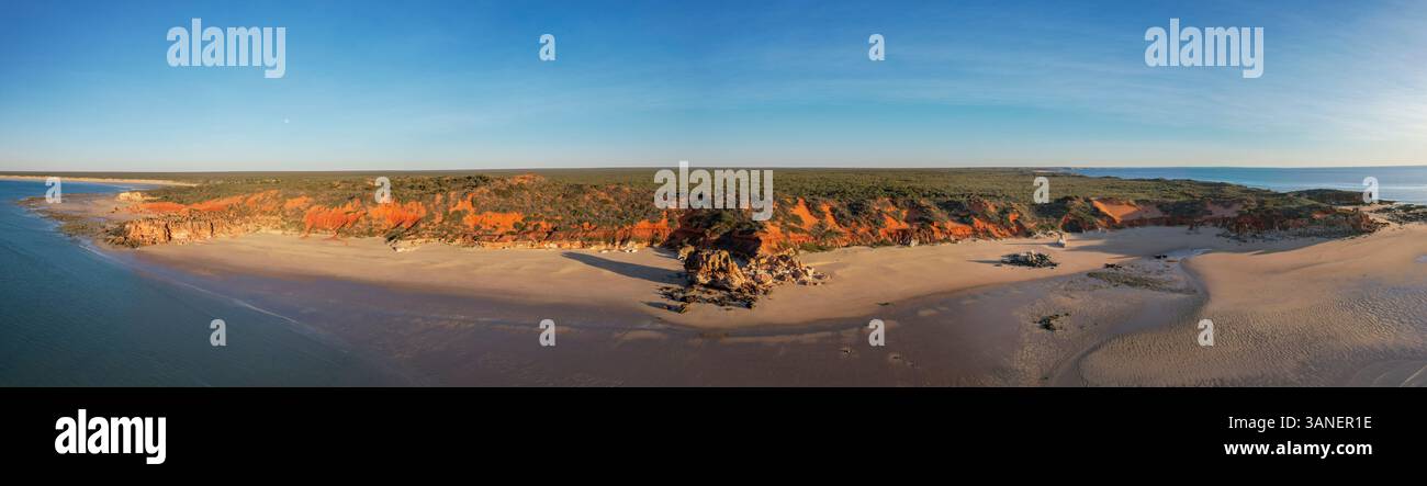 Aerial view of the beautiful Echo Beach Resort coastline with ochre ...