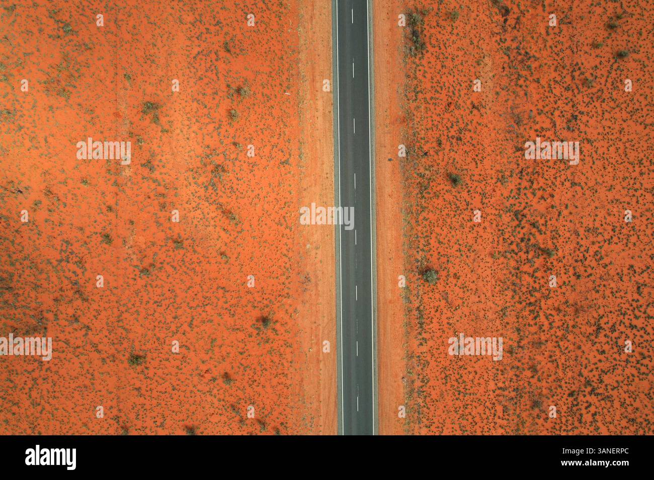 Aerial view of the long and straight Great Northern Highway through the ...