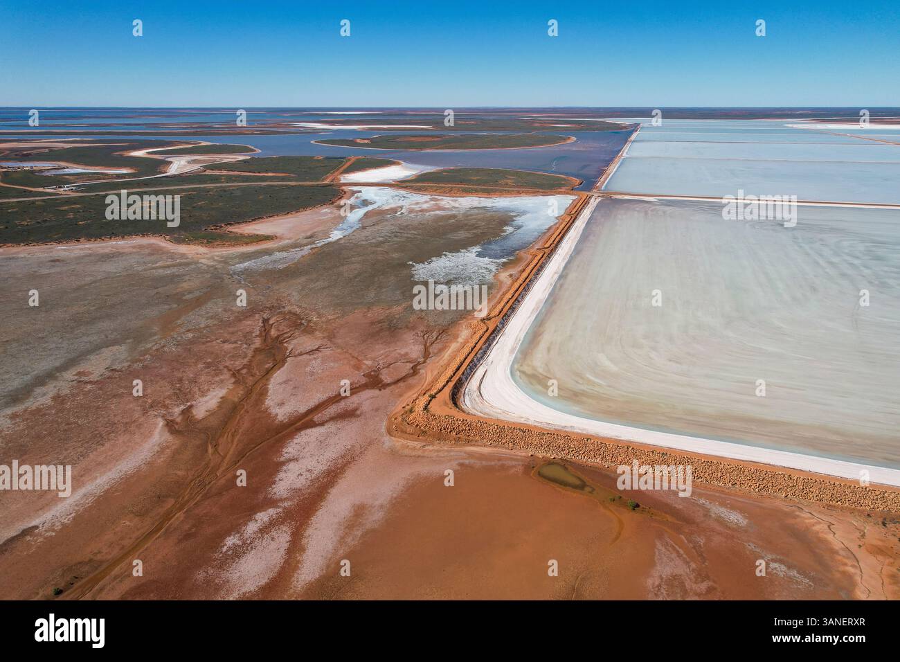 Aerial view of salt pond and creek with beautiful patterns in the ...