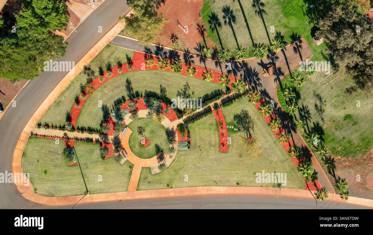 Aerial view of RSL Park featuring lush greenery, pathways, and vibrant ...