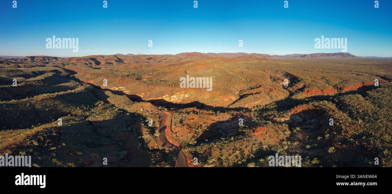Aerial view of breathtaking Hamersley Gorge with majestic rock ...