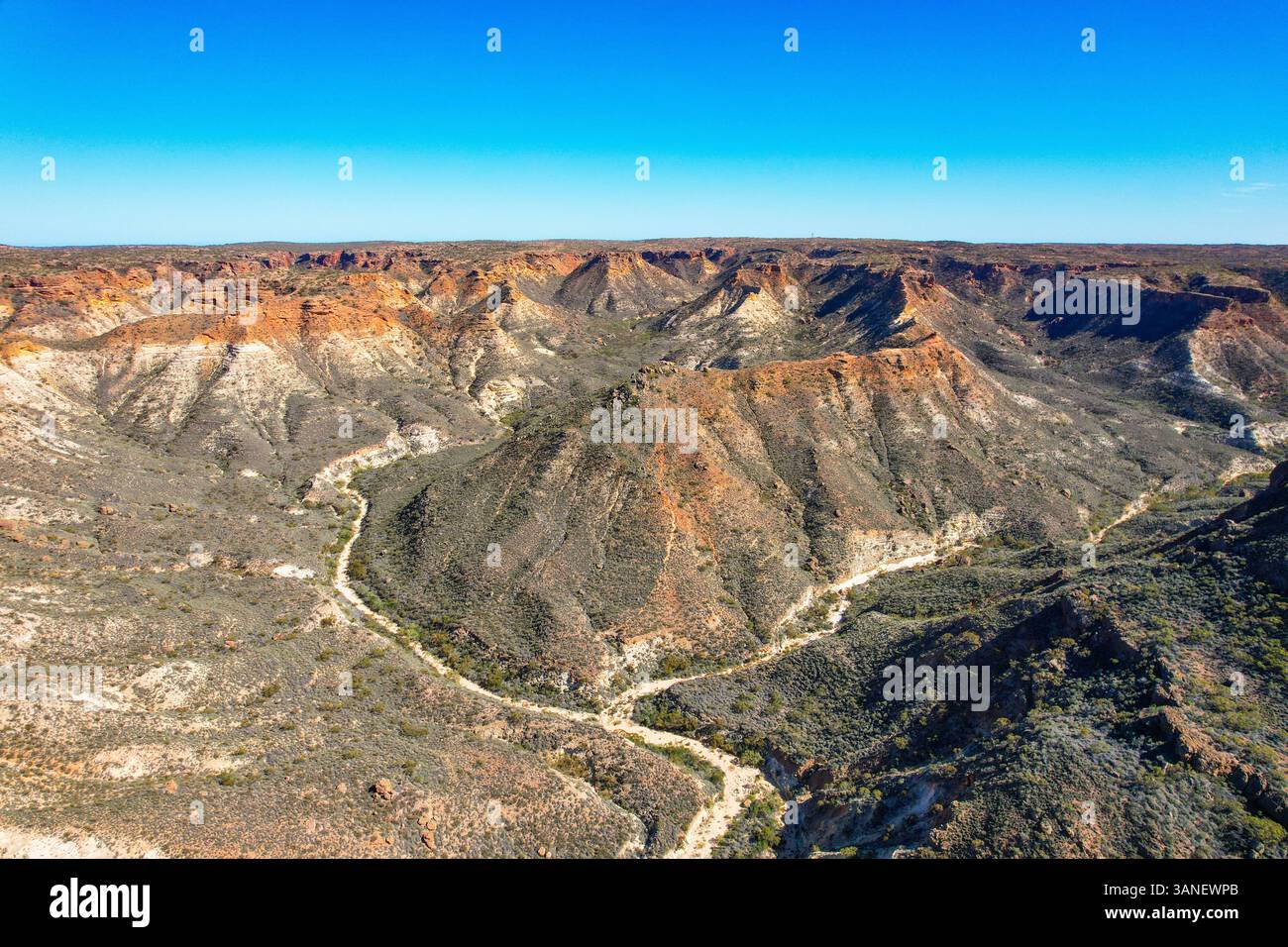 Aerial view of rugged Charles Knife Canyon and Gorge in a vast desert ...