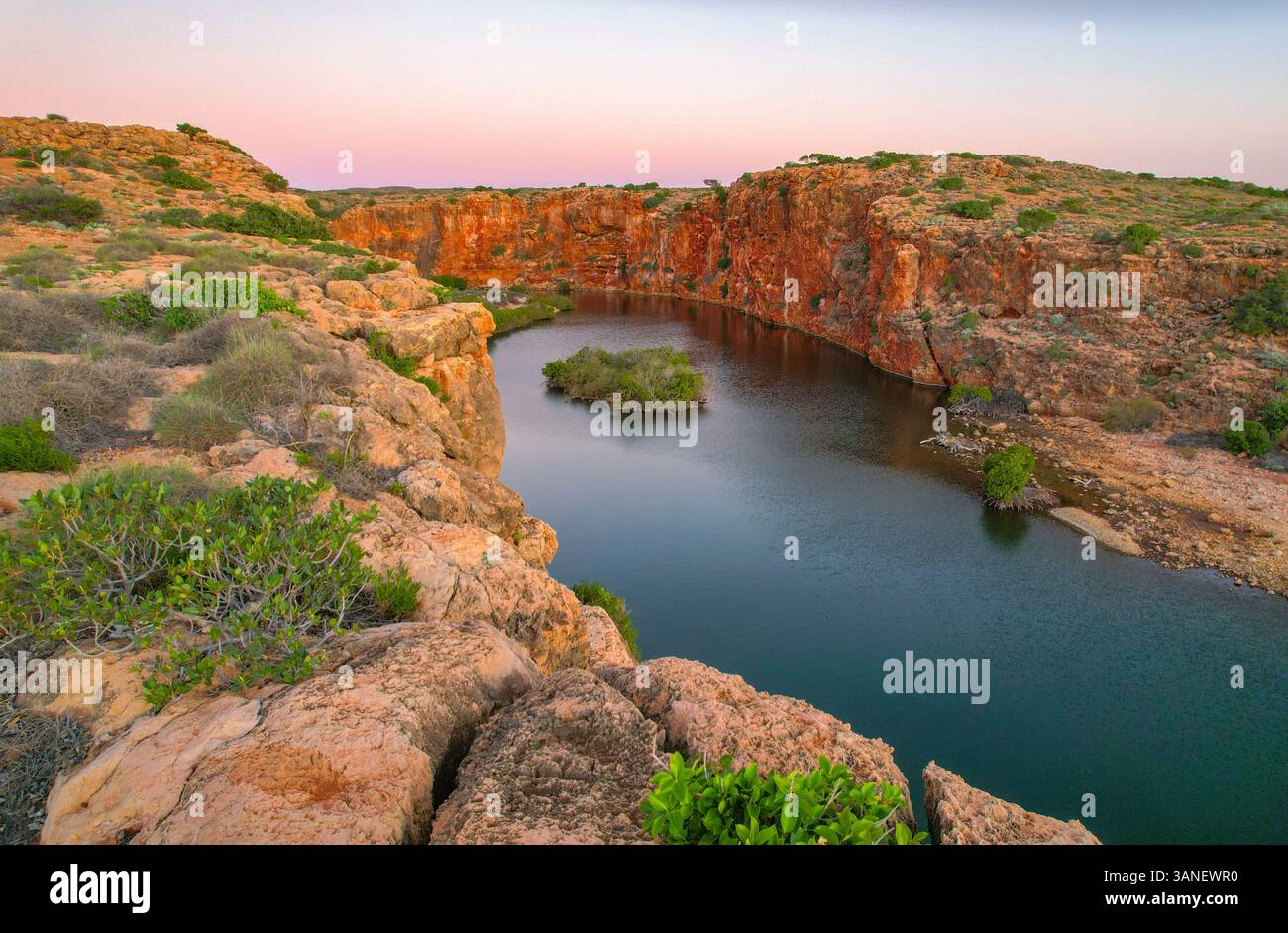 Aerial view of yardie creek with rugged rock formations and tranquil ...