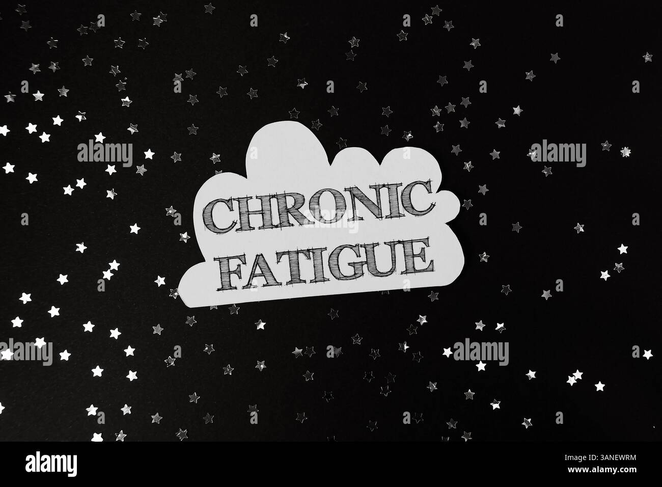 Black and white image of a starry sky with the words Chronic Fatigue ...