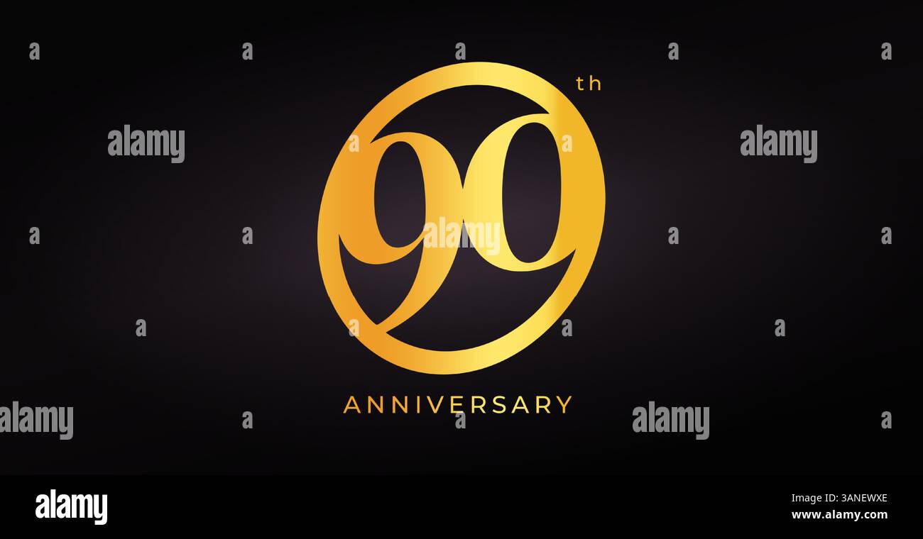 Luxury 90th Anniversary Logo Design With Golden Number In Elegant ...