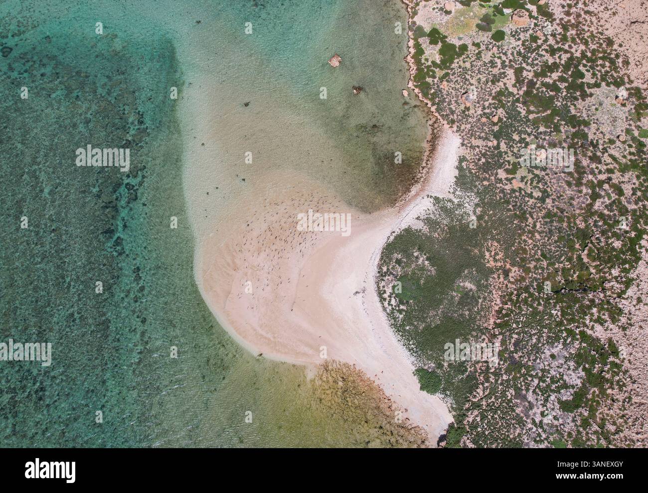 Aerial view of Quobba blowholes and the Aquarium with turquoise water ...