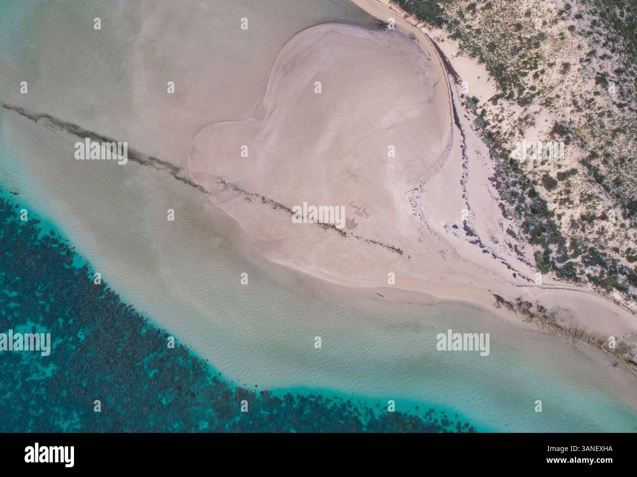 Aerial view of breathtaking Bills Bay with pristine sandy beach and ...