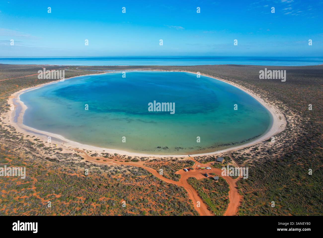 Aerial view of beautiful Little Lagoon with clear turquoise water and ...