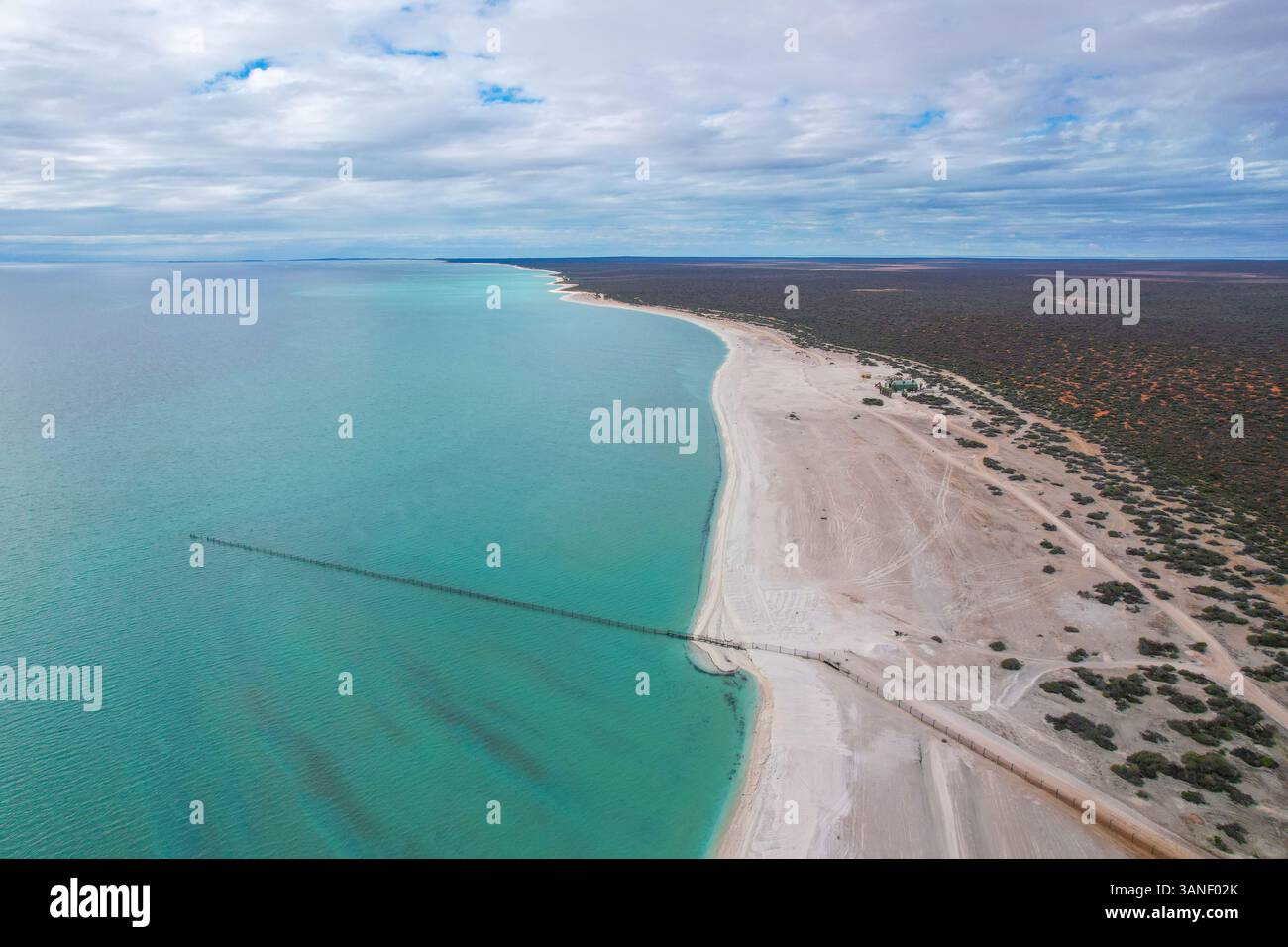 Aerial view of beautiful Shell Beach with pristine sand and turquoise ...