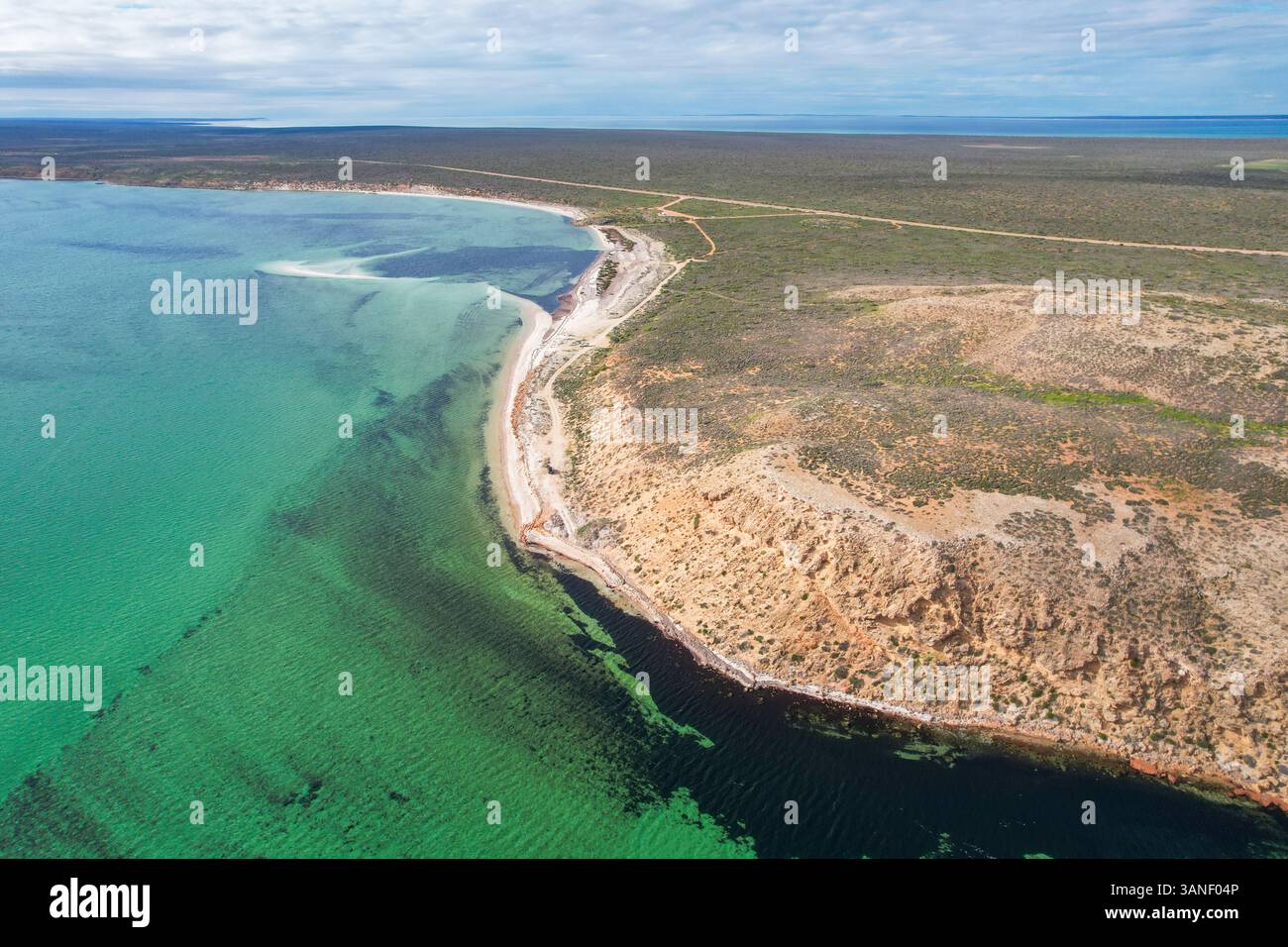Aerial view of breathtaking whale bone point scenic lookout with rugged ...
