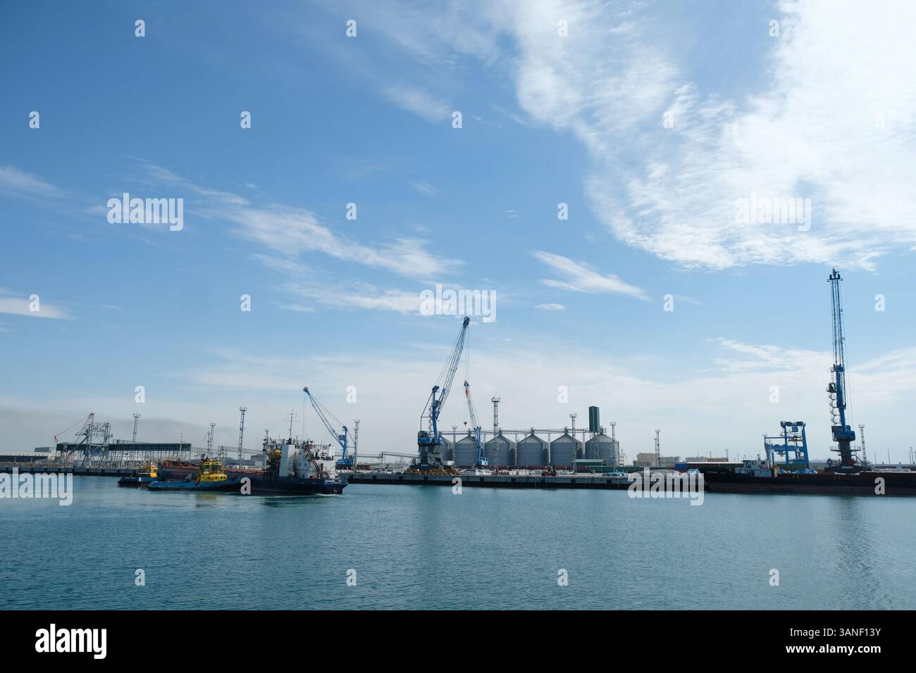 Aktau cargo port. The Caspian Sea Stock Photo - Alamy