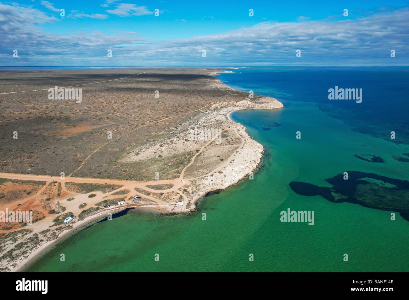 Aerial view of the serene and pristine Whalebone campsite along the ...