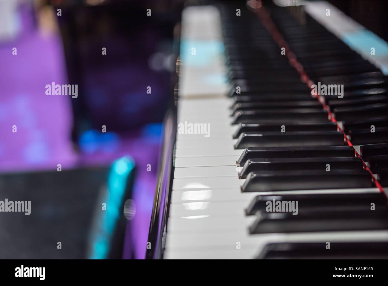 Piano keys on black classical grand piano play a classic song Stock ...
