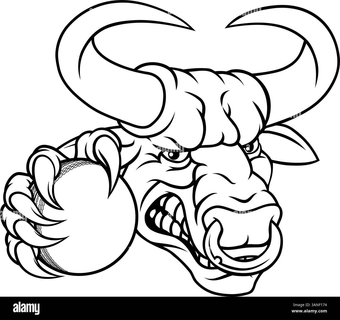 Bull Minotaur Longhorn Cow Cricket Mascot Cartoon Stock Vector Image ...