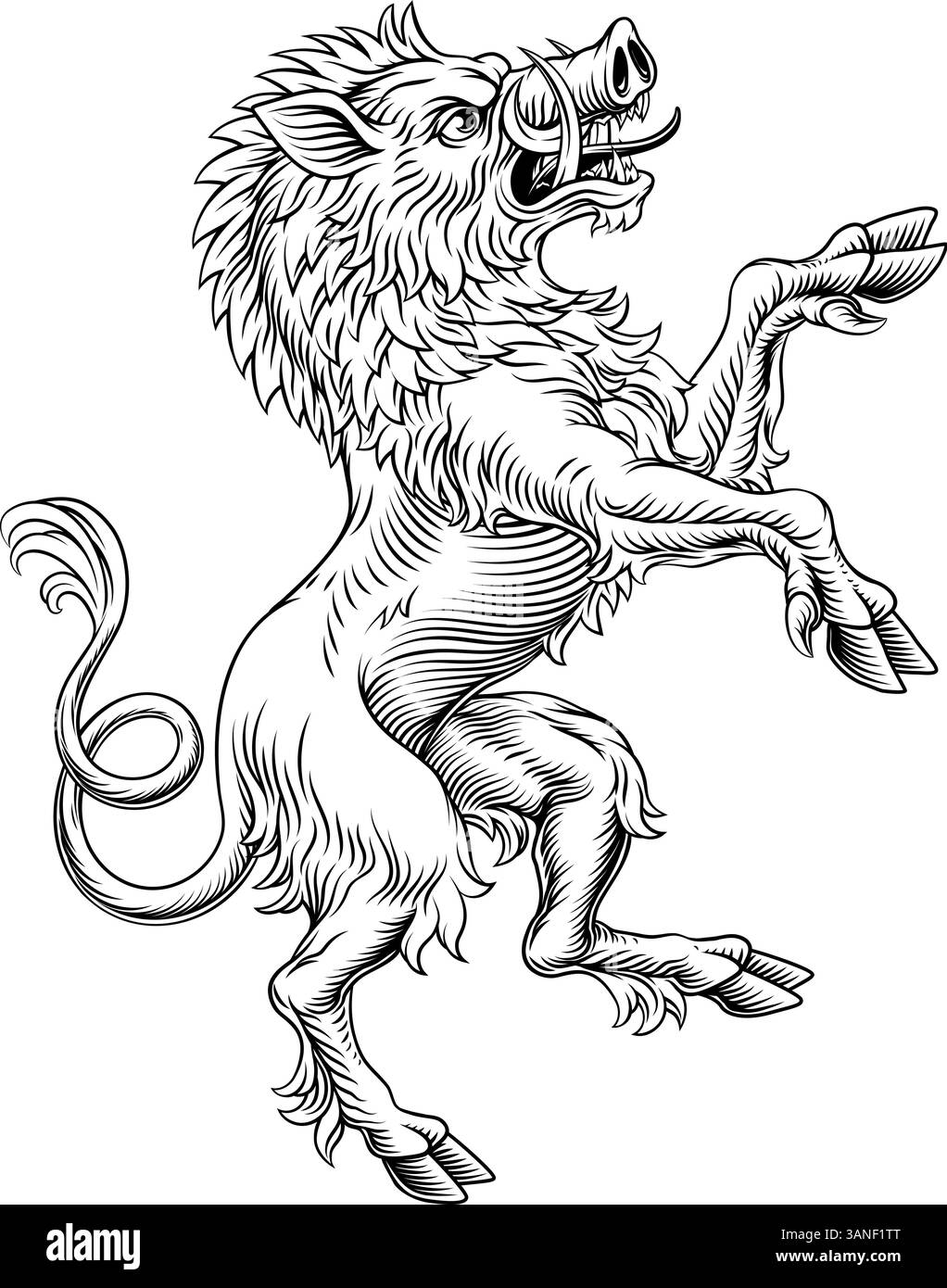 Heraldic Coat of Arms Crest Rearing Heraldry Boar Stock Vector Image ...