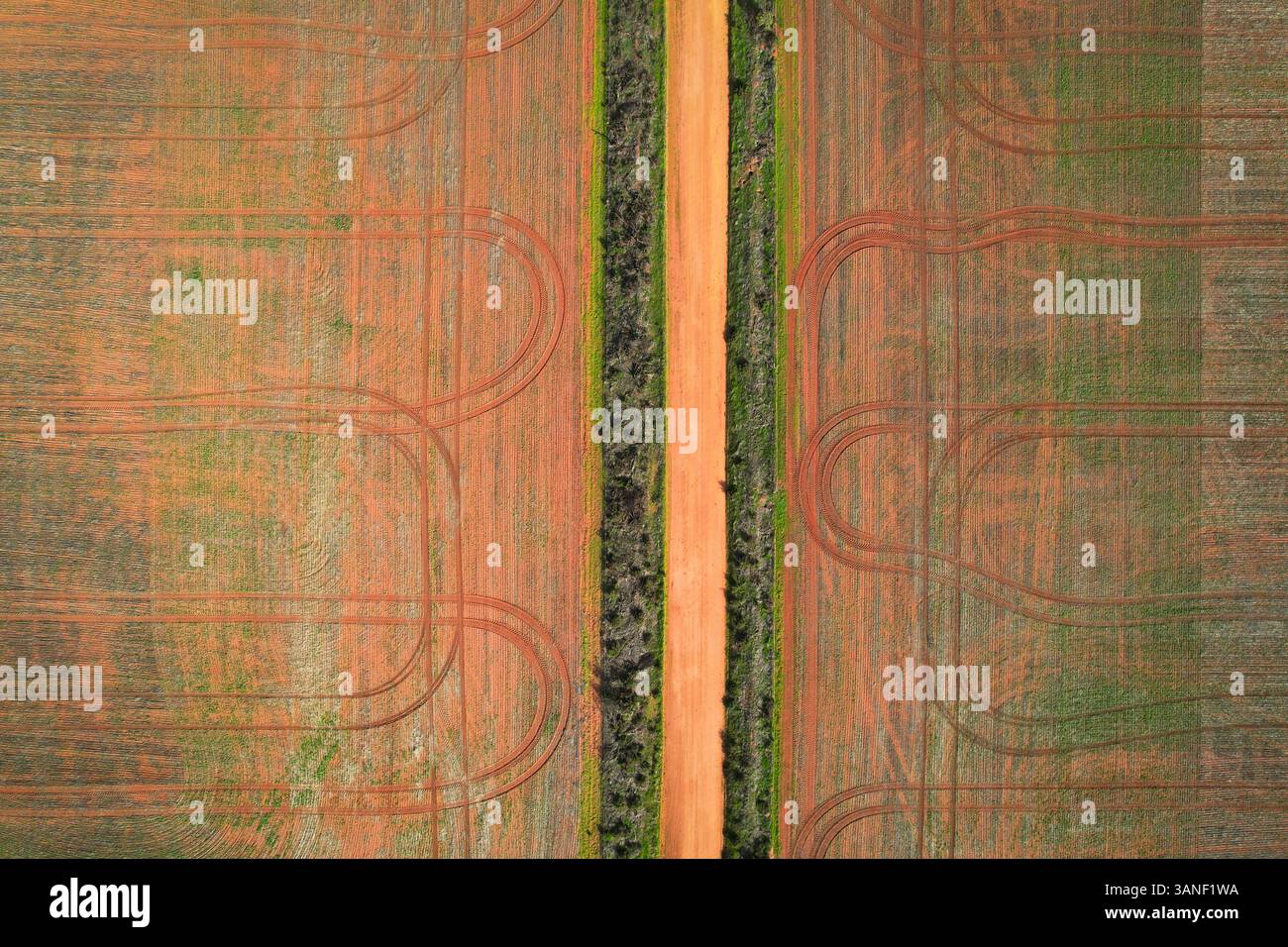 Aerial view of agricultural field with beautiful patterns and lines ...