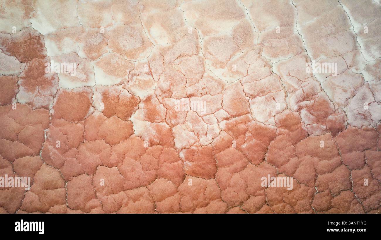 Aerial view of abstract salt lake with cracked earth patterns in Perth ...