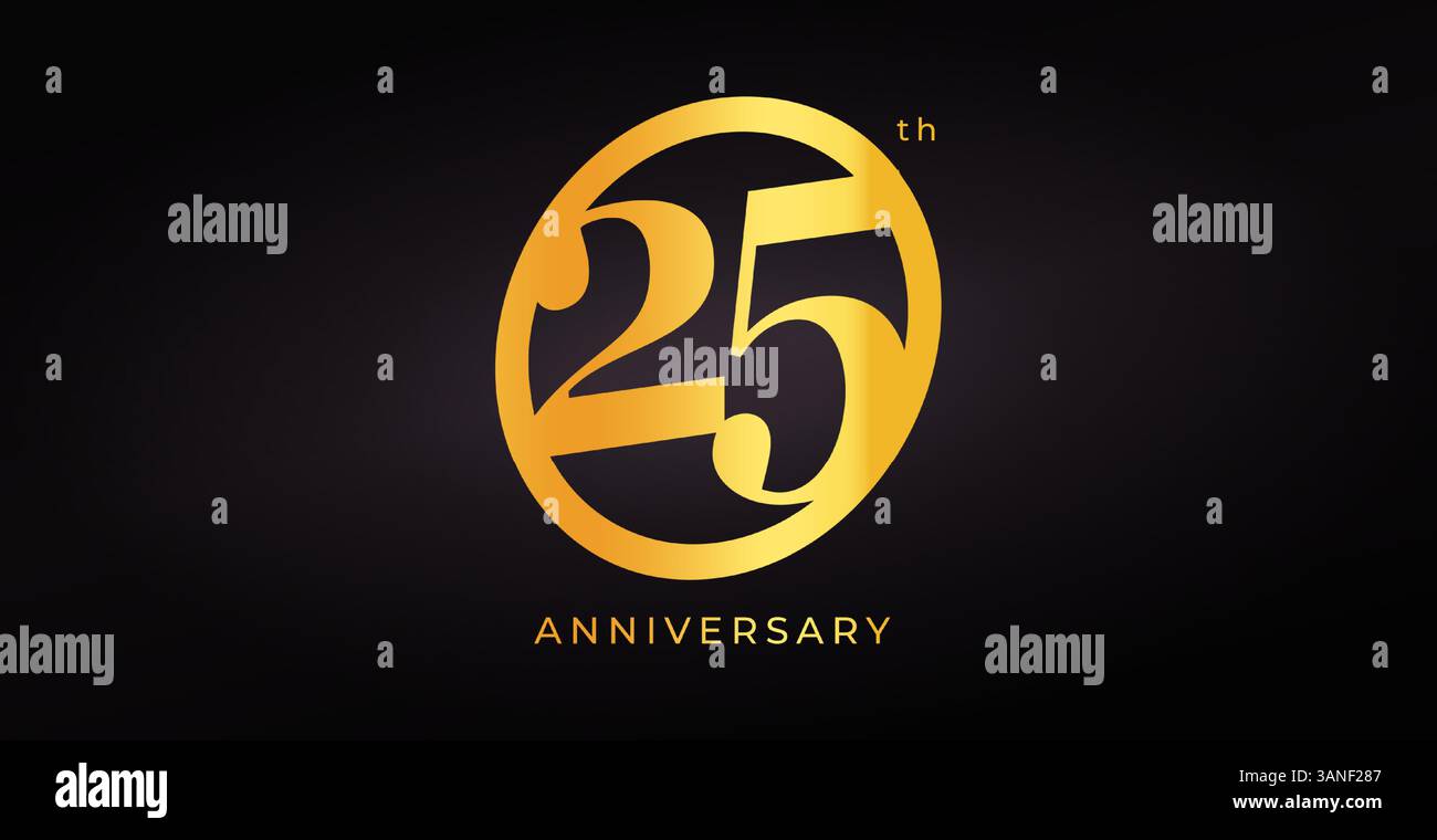 Luxury 25th Anniversary Logo Design With Golden Number In Elegant ...