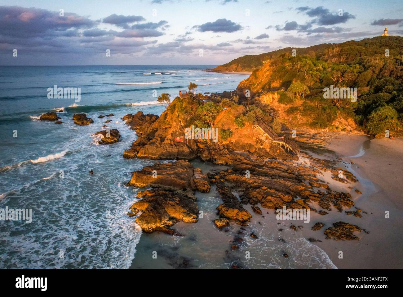 Aerial view of serene beach and coastal cliffs at Fisherman's Lookout ...