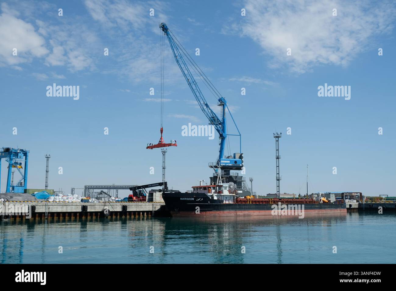 Aktau cargo port. The Caspian Sea Stock Photo - Alamy