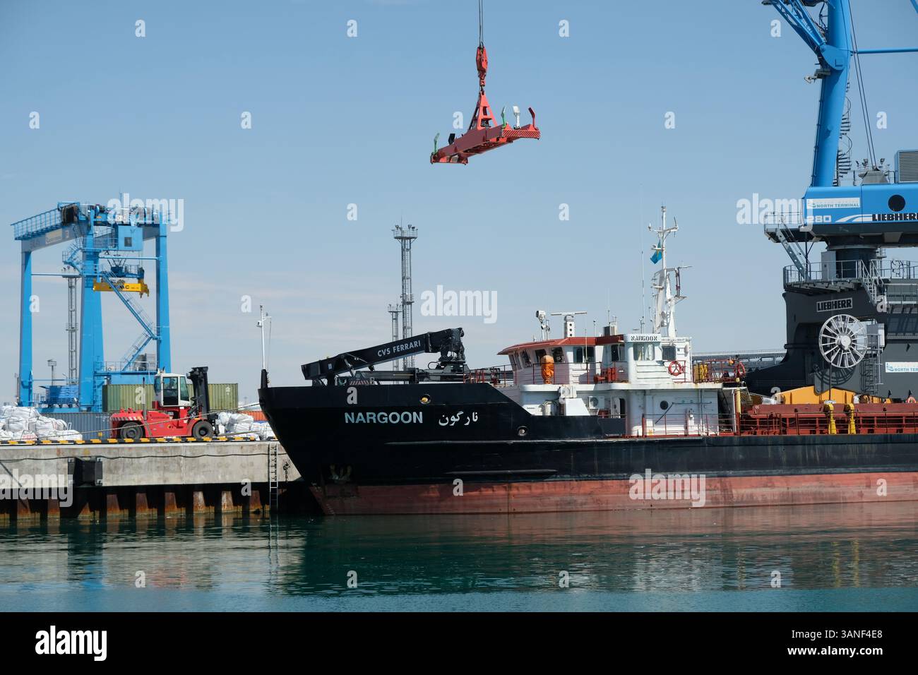 Aktau cargo port. The Caspian Sea Stock Photo - Alamy