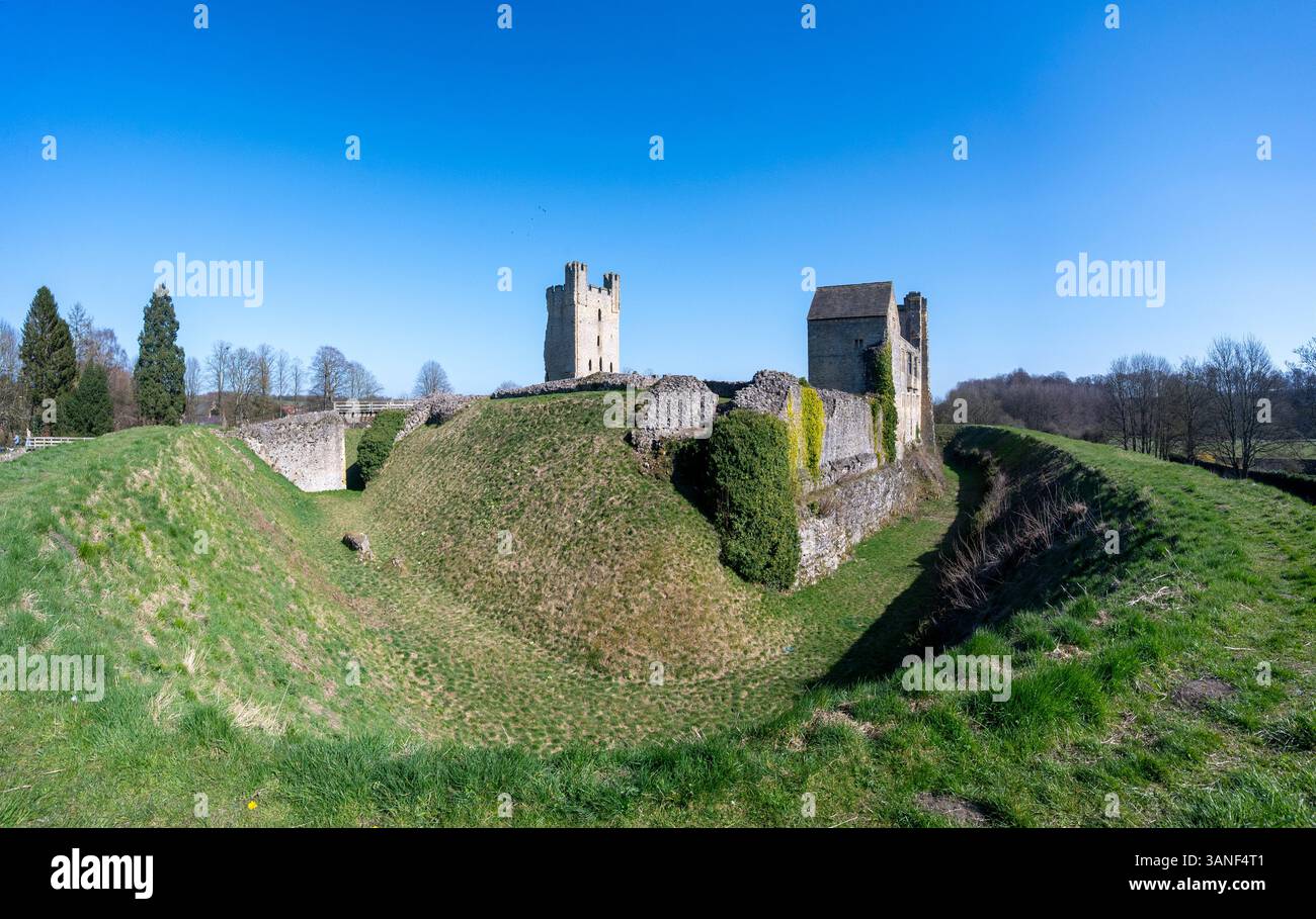 The image is of the ruins of Helmsley Castle in the North Yorkshire ...