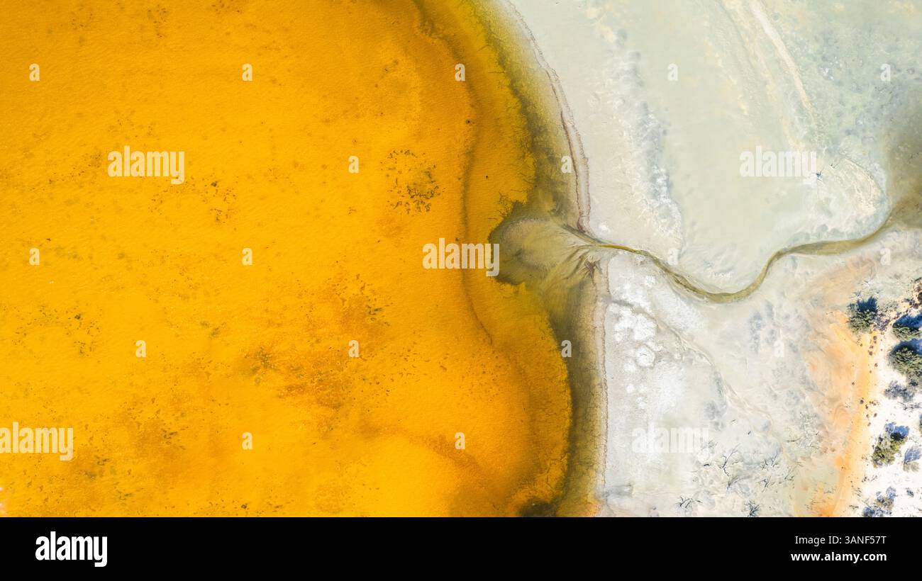 Aerial view of abstract patterns and textures of Yenyening Lakes Nature ...