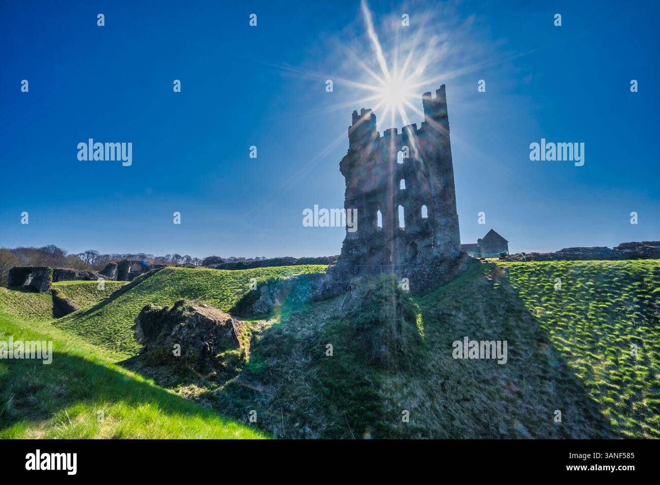 The image is of the ruins of Helmsley Castle in the North Yorkshire ...