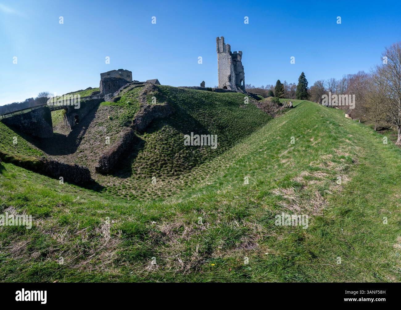 The image is of the ruins of Helmsley Castle in the North Yorkshire ...