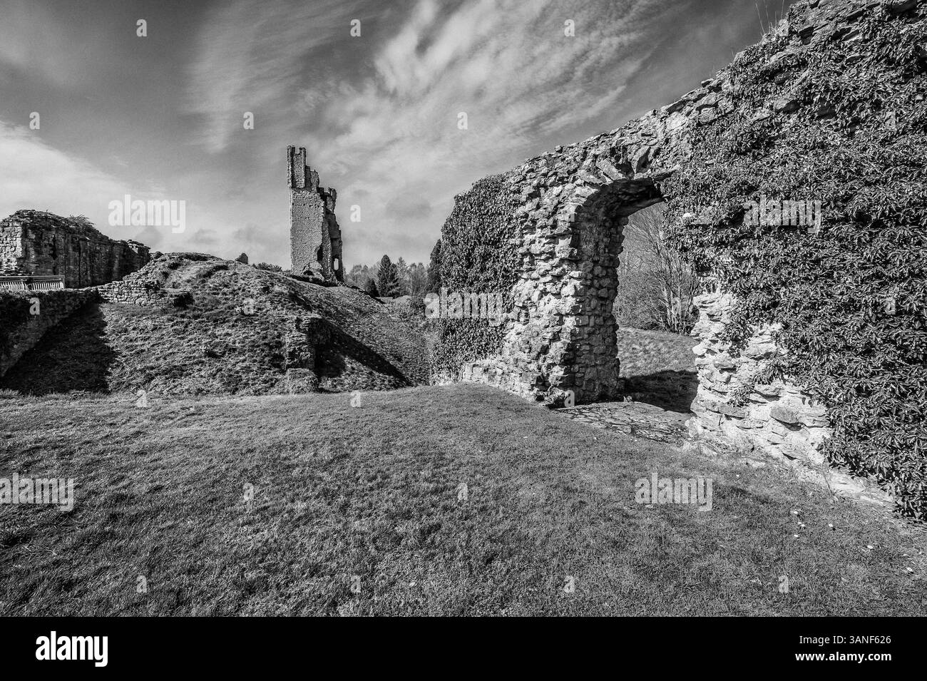 The image is of the ruins of Helmsley Castle in the North Yorkshire ...