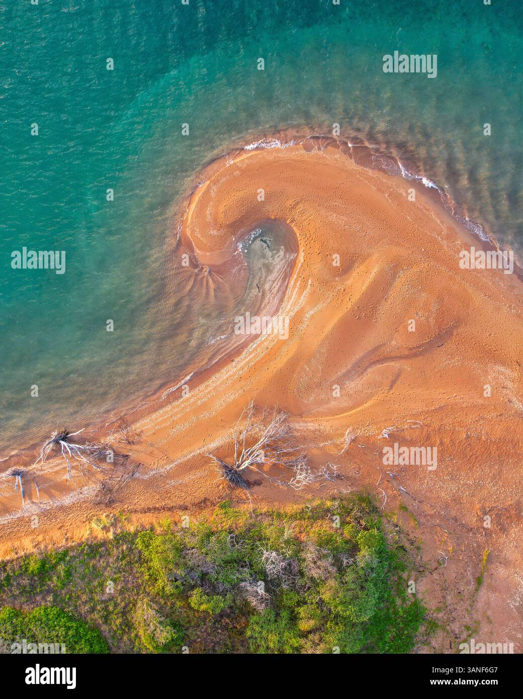 Aerial view of abstract shapes over Round Island, Hervey Bay ...