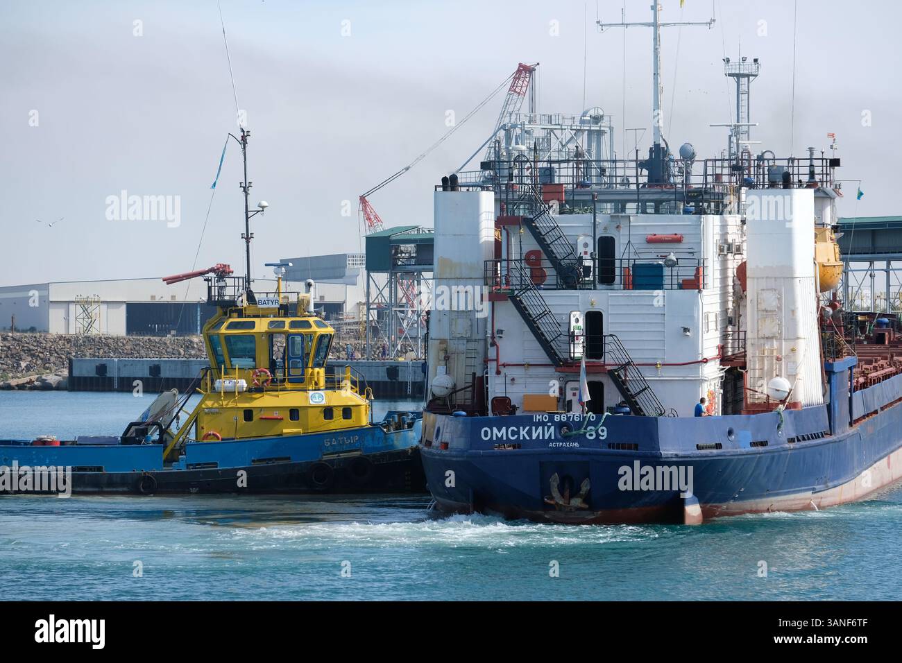 Aktau cargo port. The Caspian Sea Stock Photo - Alamy
