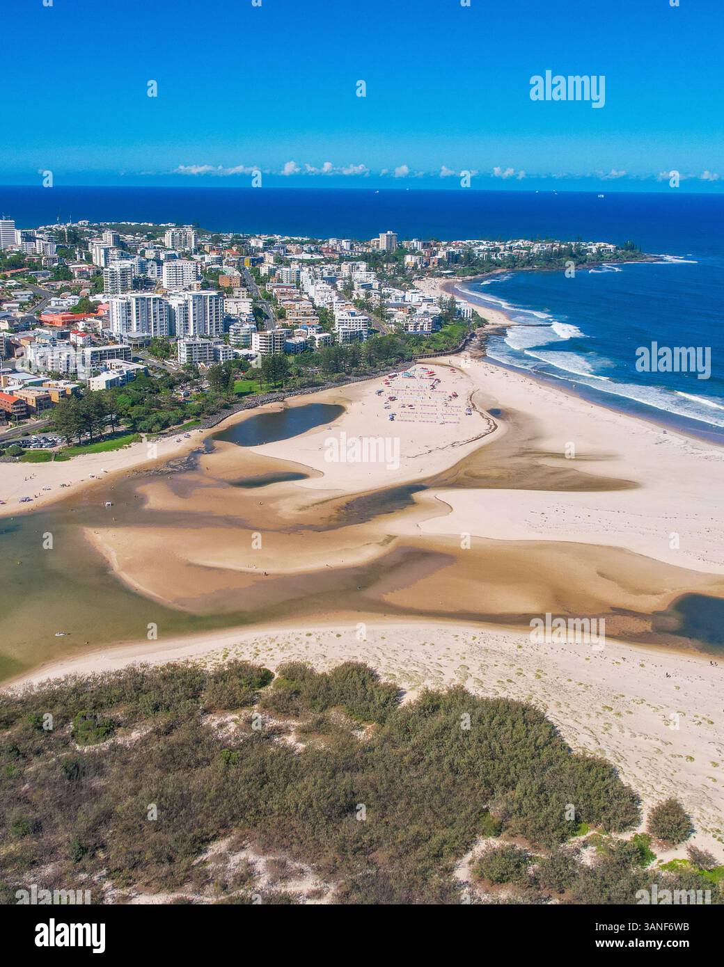 Aerial view of Caloundra, Pumicestone Passage, Queensland, Australia ...