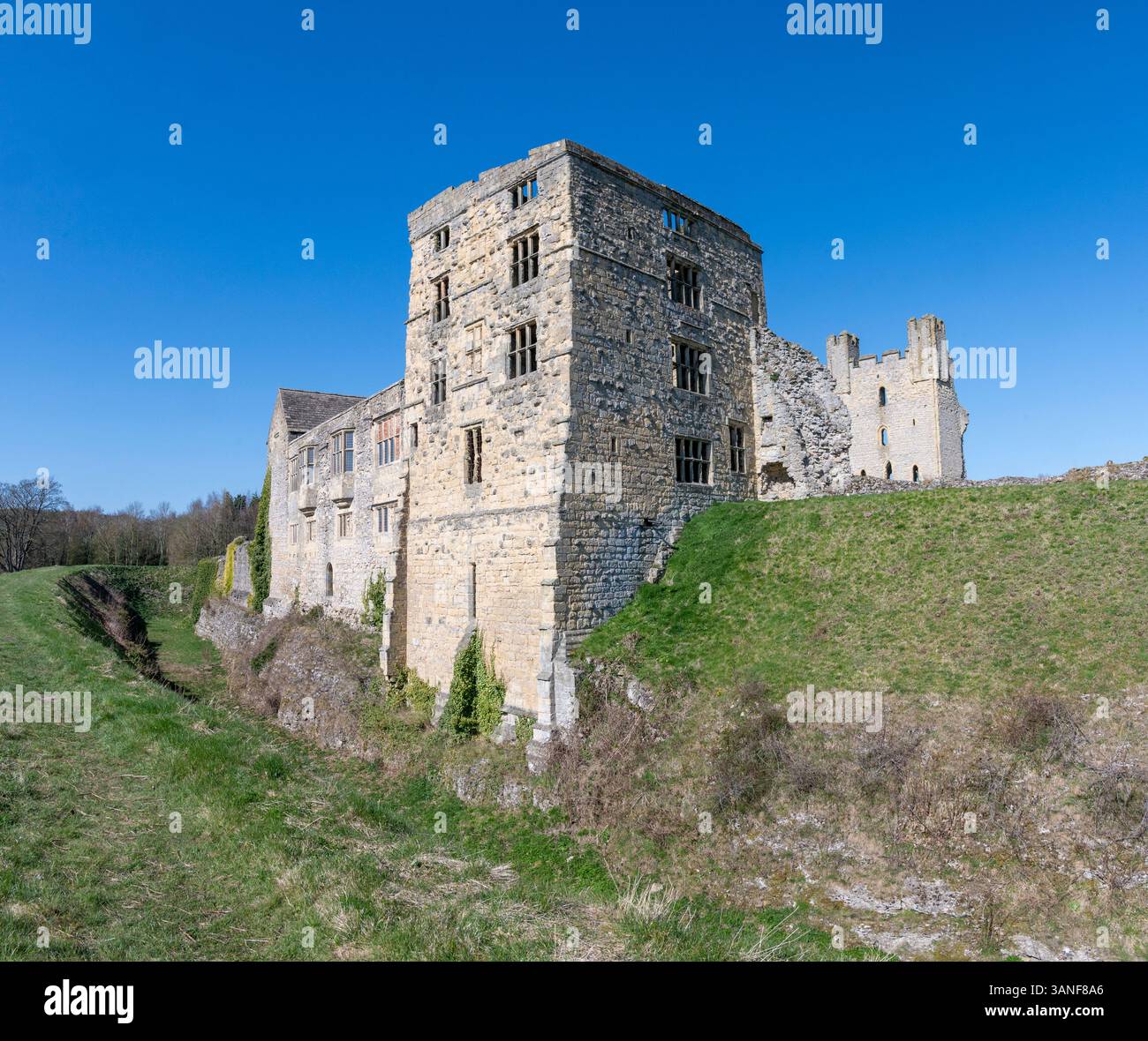 The image is of the ruins of Helmsley Castle in the North Yorkshire ...
