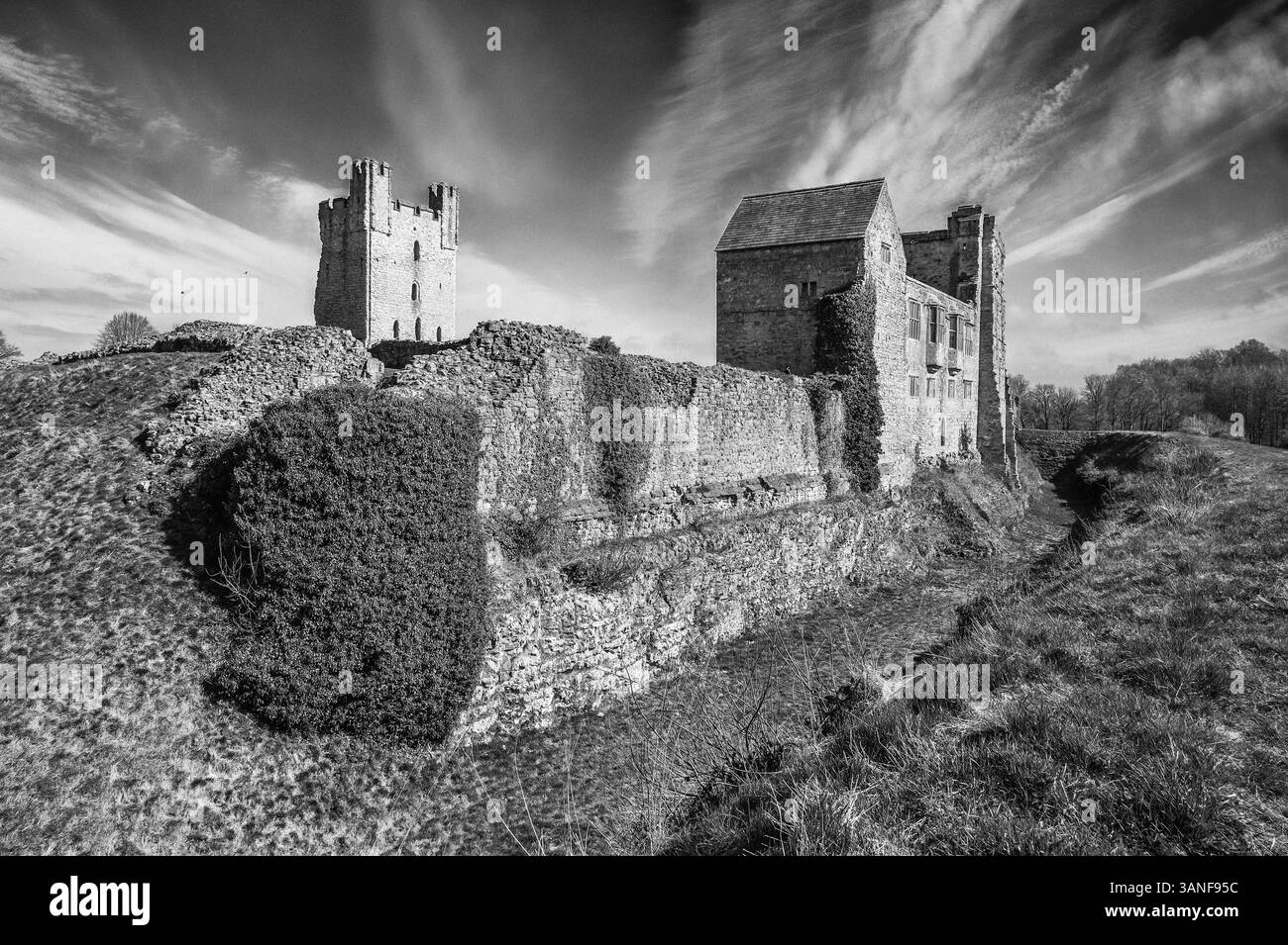 The image is of the ruins of Helmsley Castle in the North Yorkshire ...