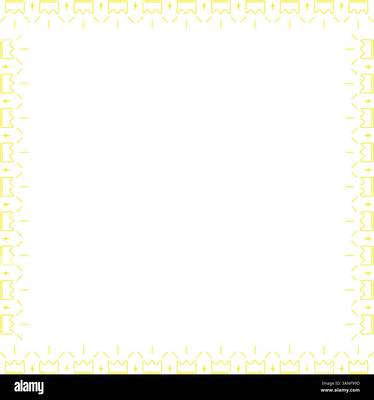 Baby shower frame. Crown doodle childish template. Rectangle border ...