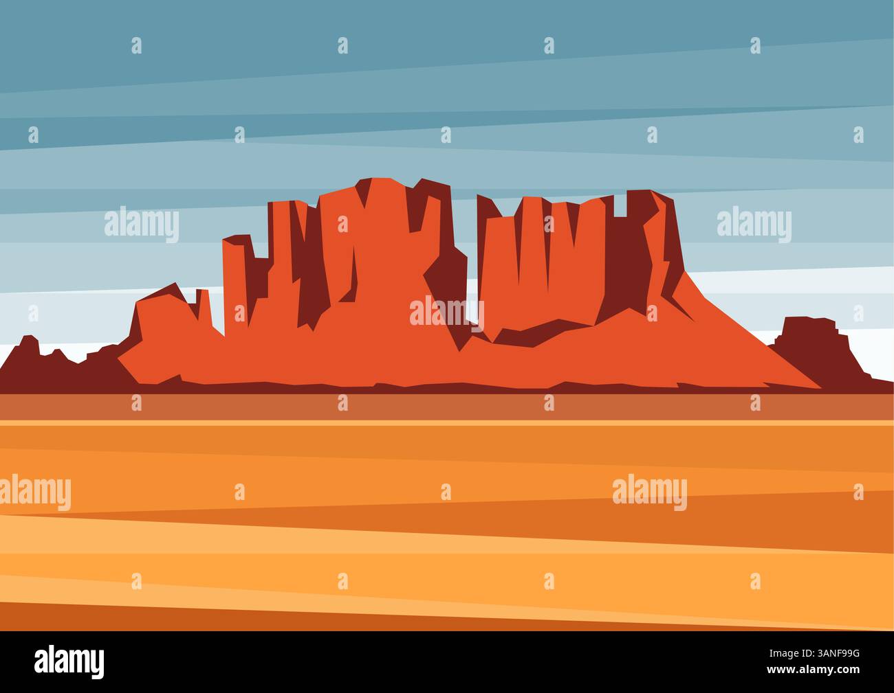 Death Valley National Park illustration. Rocky Desert landscape ...