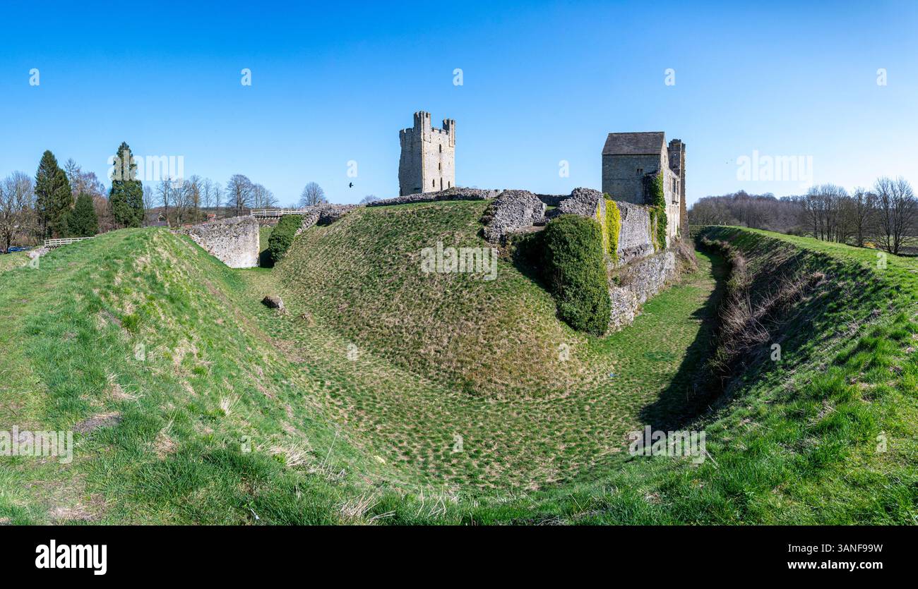 The image is of the ruins of Helmsley Castle in the North Yorkshire ...