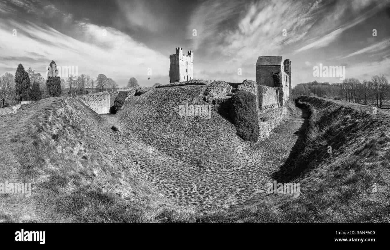 The image is of the ruins of Helmsley Castle in the North Yorkshire ...