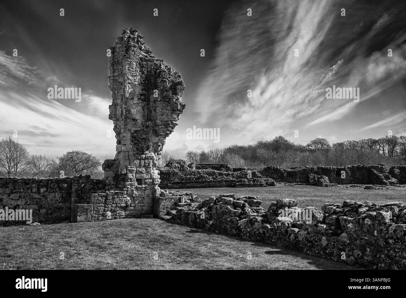 The image is of the ruins of Helmsley Castle in the North Yorkshire ...