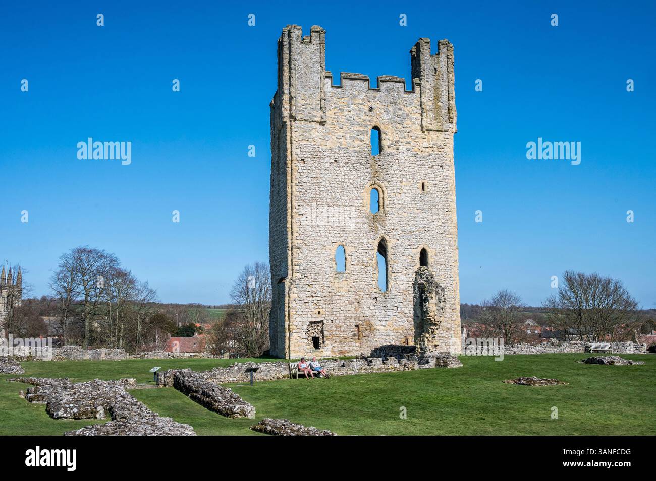 The image is of the ruins of Helmsley Castle in the North Yorkshire ...