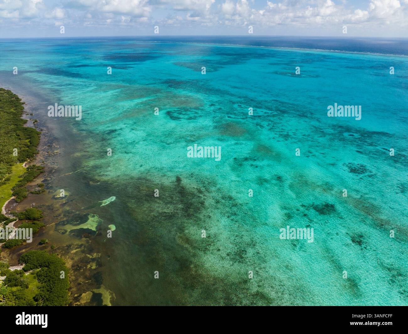 Aerial view of Cayo Centro small island, Biosfera Natural Reserve ...