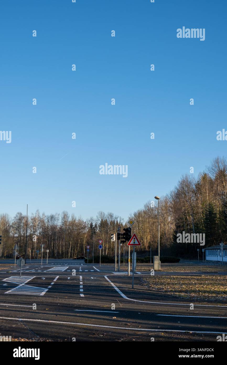 Empty traffic training ground with road signs Stock Photo - Alamy