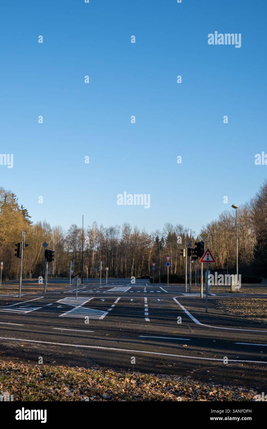 Empty traffic training ground with road signs Stock Photo - Alamy
